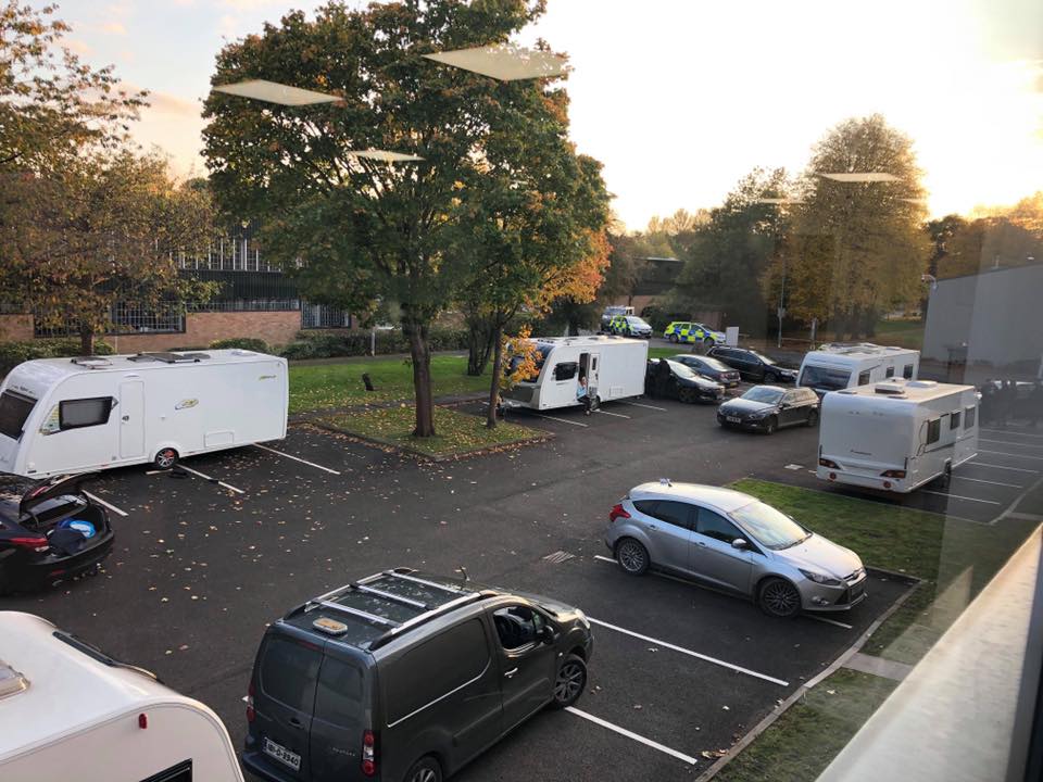 Travellers remain pitched up on a business car park in Redditch - The ...