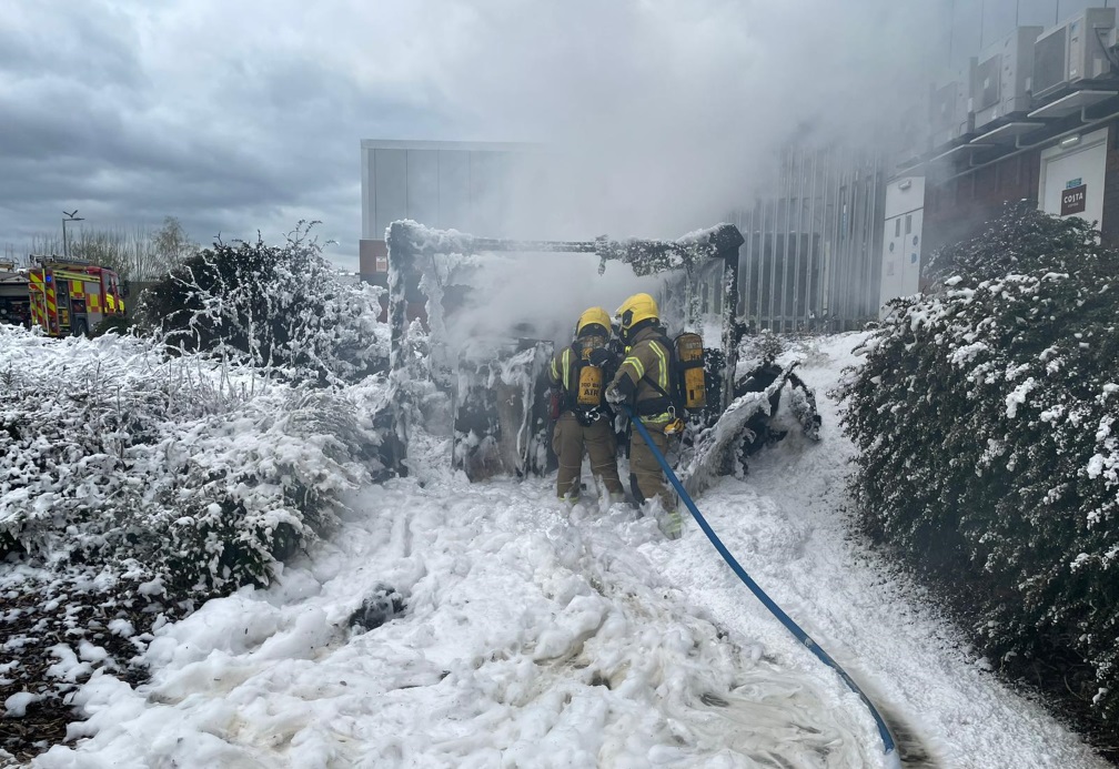 Firefighters battle blaze at sub-station on Trafford Retail Park - The ...